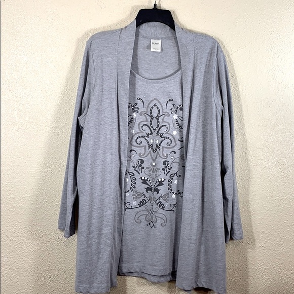 Blair | Sweaters | Blair Top Cardigan Half Tank Attached Xl Gray One ...